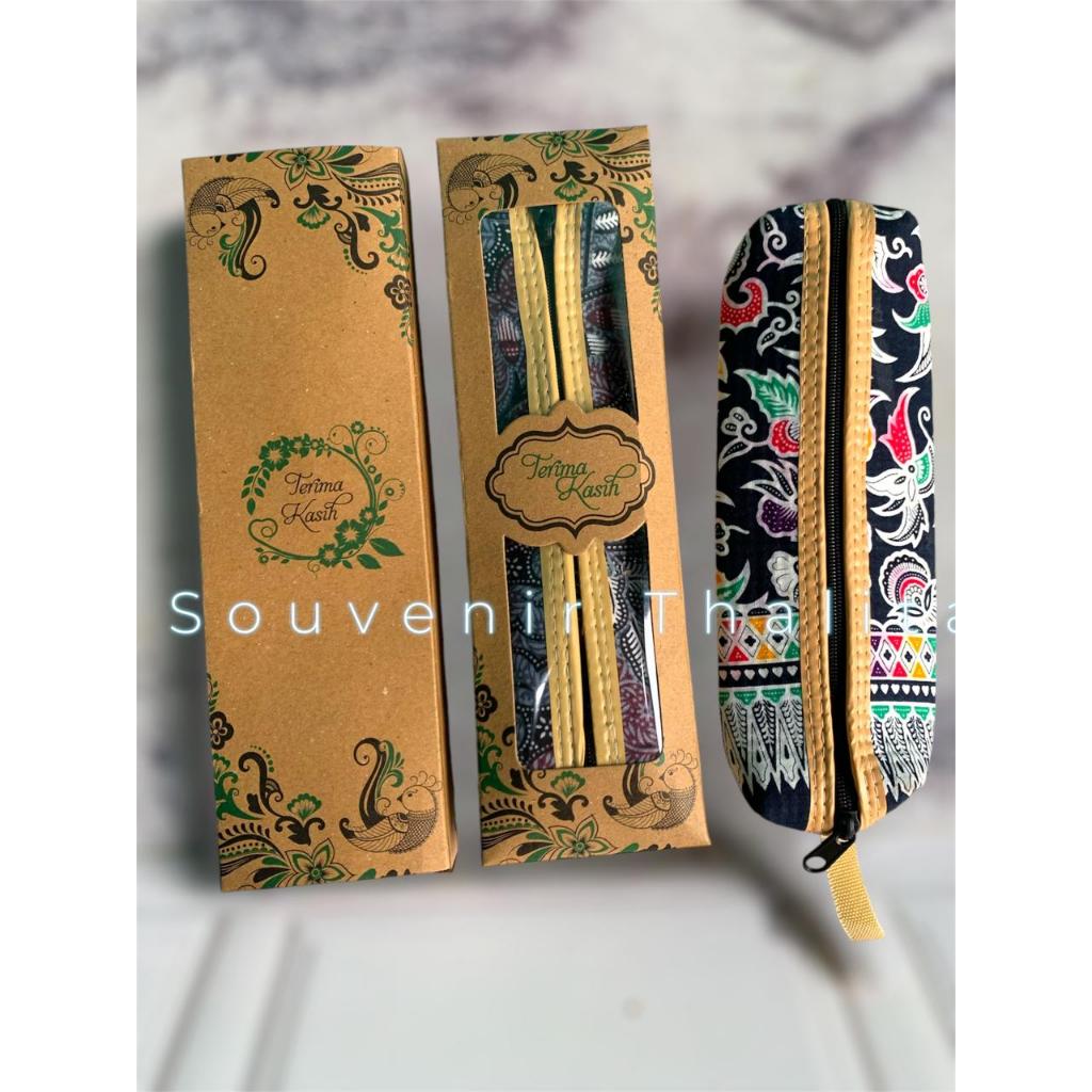 Contents 100 Pcs Souvenir Batik Pencil Case 19x7cm Rustic Box Packaging ...
