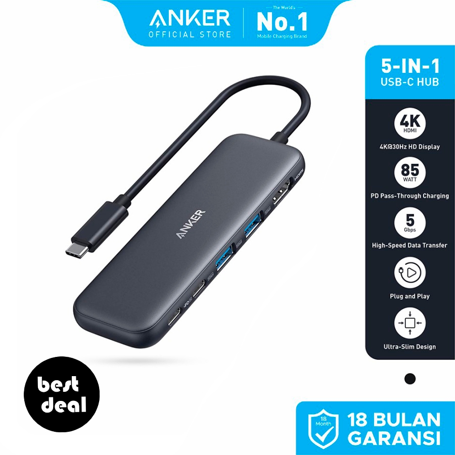 Anker 332 PowerExpand USB-C Hub Type C to 5-in-1 USB C PD 100W 4K HDMI - A8355 | Shopee Singapore