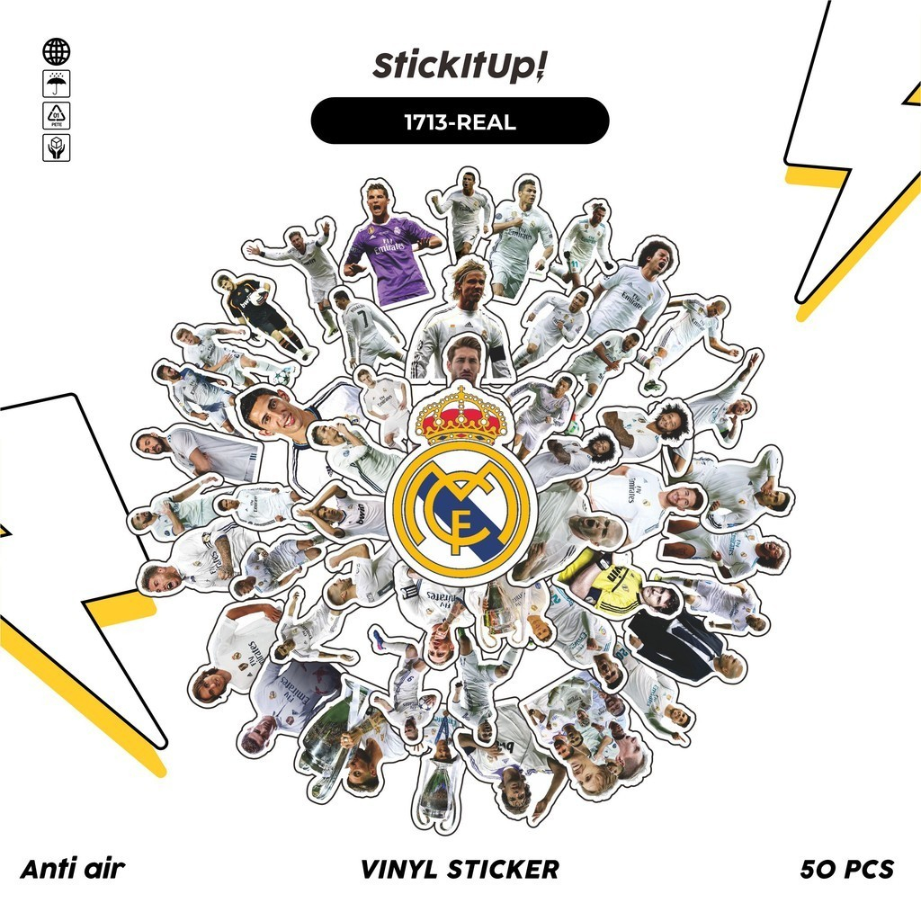 100 Pcs Sticker Pack FOOTBALL SERIES FOOTBALL CLUB REAL MADRID FC Cute ...