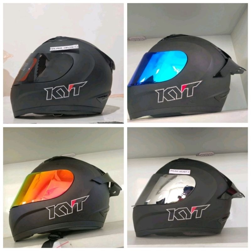 Full FACE HELM KYT R10 SOLID BLACK DOP | Shopee Singapore
