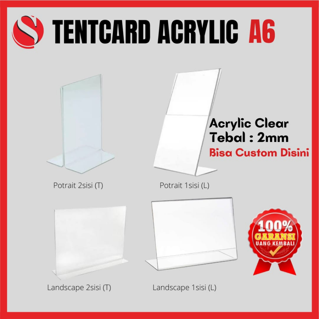 A6 Acrylic Tend Card / Acrylic table menu holder / Table Promotional ...