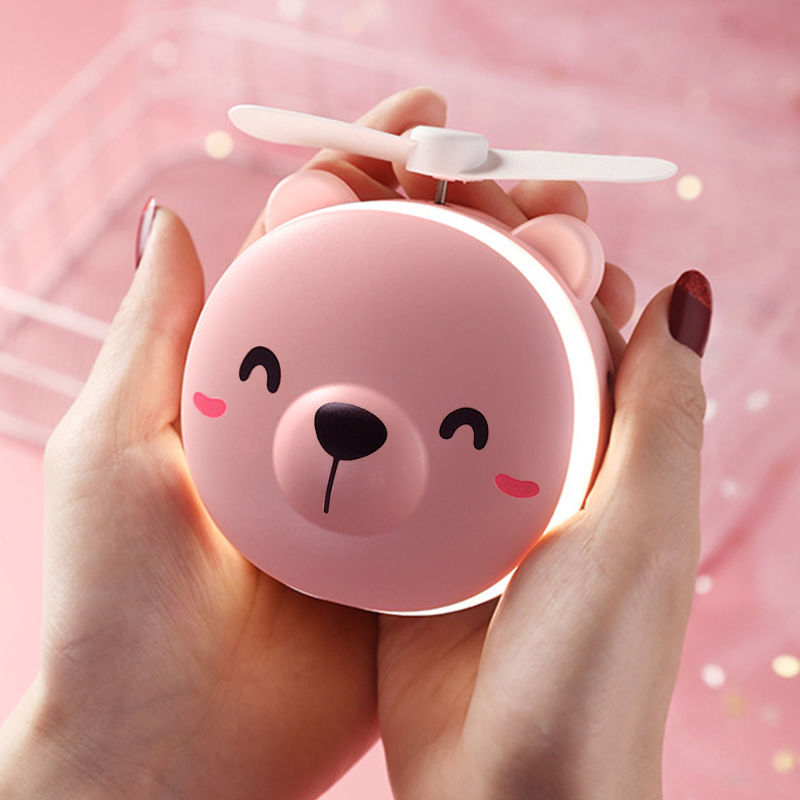 Cute Portable Character Fan/Mini Led Mirror Glass Fan 3 In 1 Traveling ...
