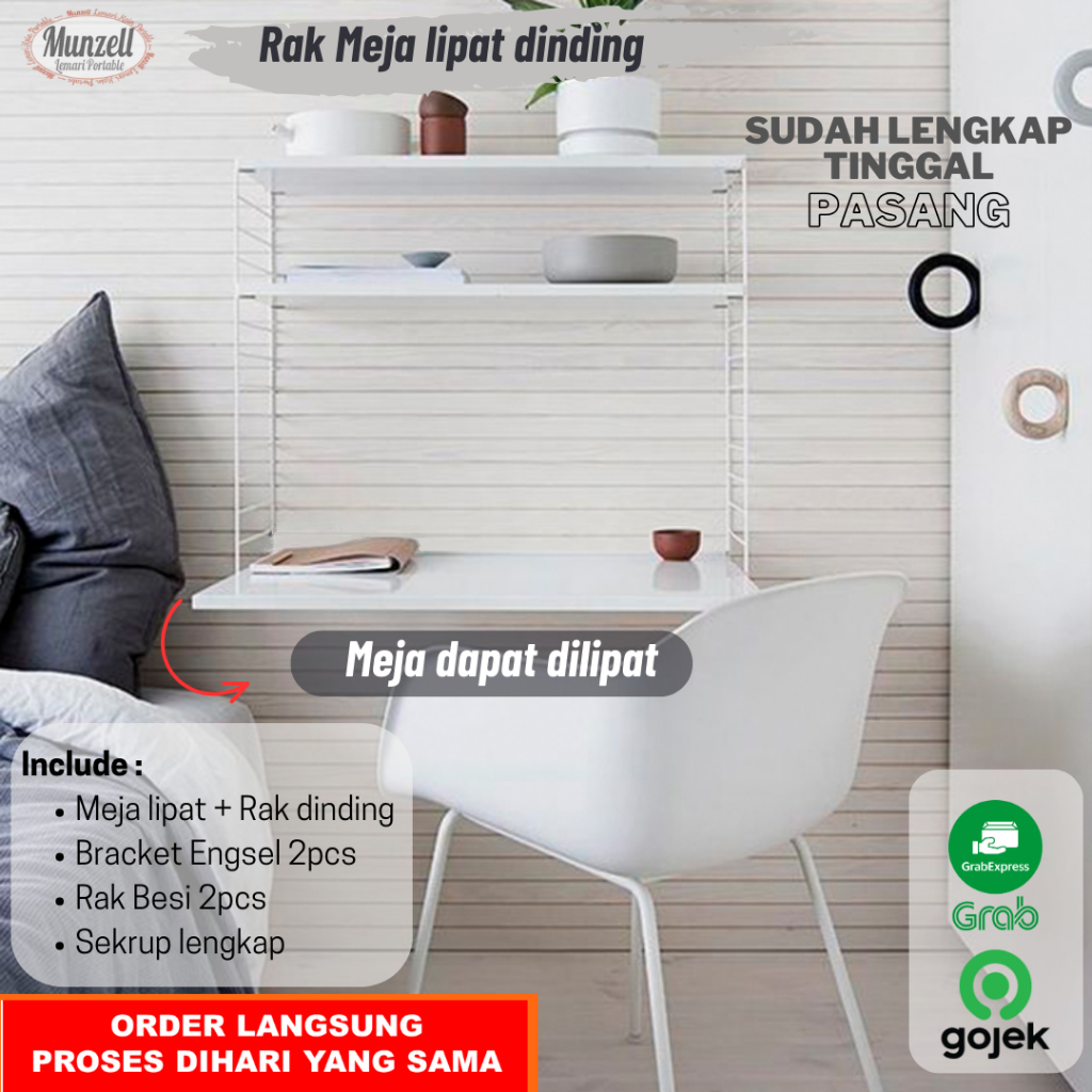 SIKU Wall Shelf + Folding Wall Table / Hanging Table / Computer Desk ...