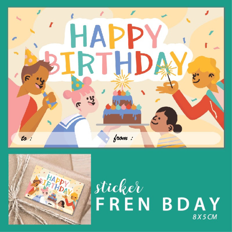 Birthday STICKER Greeting Card HAPPY BIRTHDAY STICKER Gift LABEL HAMPER ...