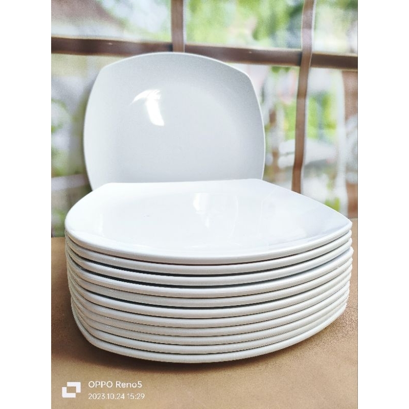 PUTIH 12pcs Dinner Plates Thick Plain White melamine | Shopee Singapore