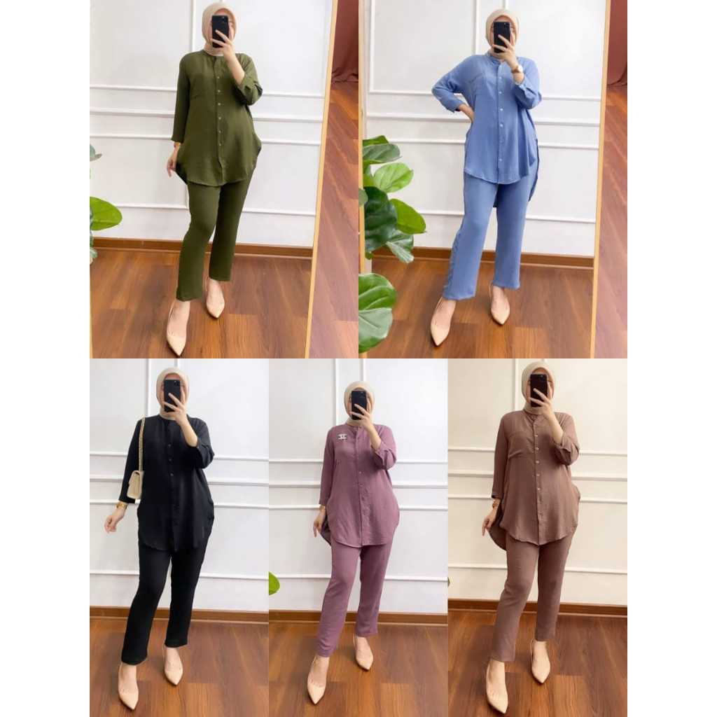 Vianda Set / Women / Women's Crinkle Airflow Suit / Viral Set | Shopee ...