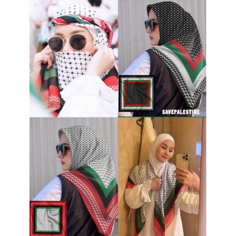 PUTIH MERAH Red And White Pleated Hijab/Indonesian Rectangular Hijab ...