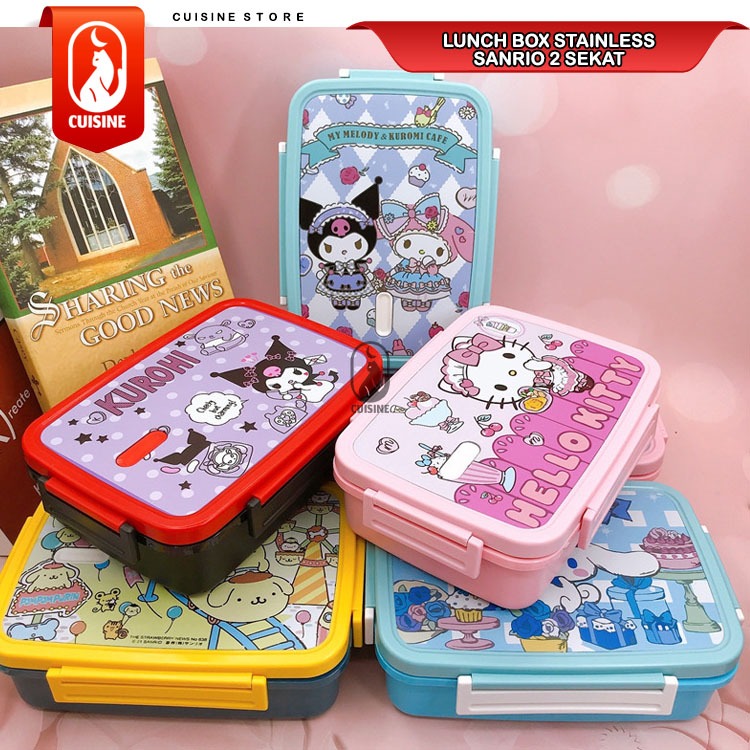 Kuromi Sanrio Stainless Lunch Box 2 Dividers anti-Spill Lunch Box SUS ...
