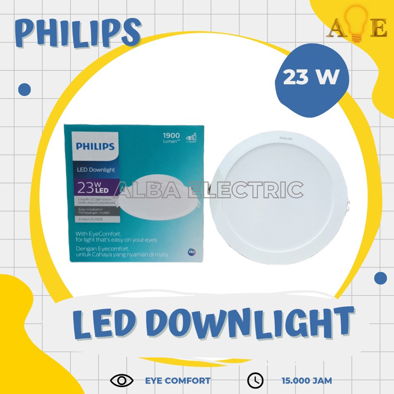 Putih Philips Led Downlight 23 Watt White Cool Daylight 6500k Eridani