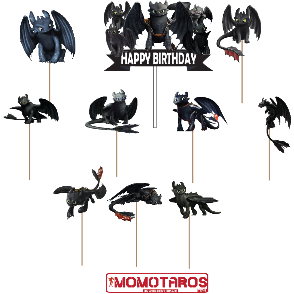 Toothless / how to train your dragon cake Topper contains 10 pcs ...
