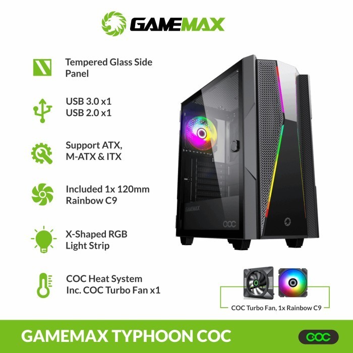 Gamemax Typhoon COC System with COC Turbo Fan & ARGB Fan x1 | Shopee ...
