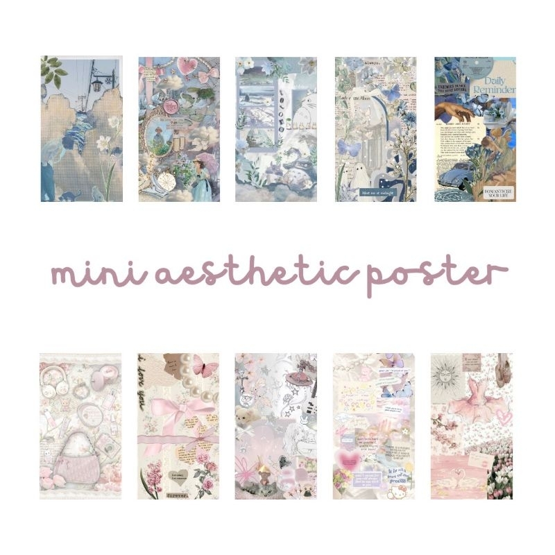 [100 Pcs] GLOSSY MINI AESTHETIC POSTER || Pinterest FRAME BLUE PINK ...