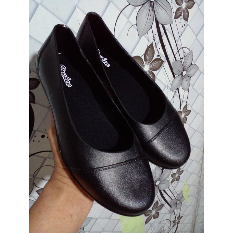 HOKI 209 / WOMEN'S RUBBER PLAT SHOES PLAIN BLACK RUBBER MATERIAL FULL ...