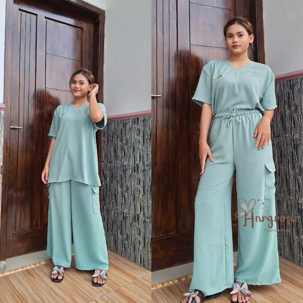 CRINKLE AIRFLOW ONESET WOMEN'S CARGO SET VIRAL CARGO TROUSERS | Shopee ...