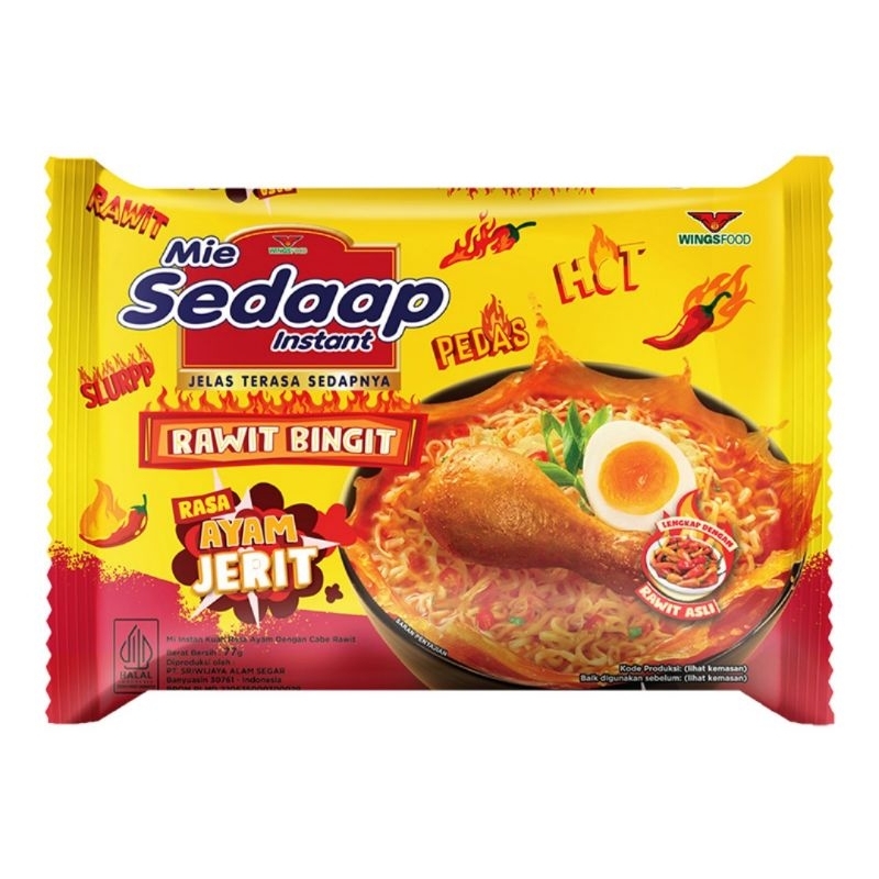 Sedaap Noodles Bingit Rawit Chicken Flavor Instant Noodles Packed with ...