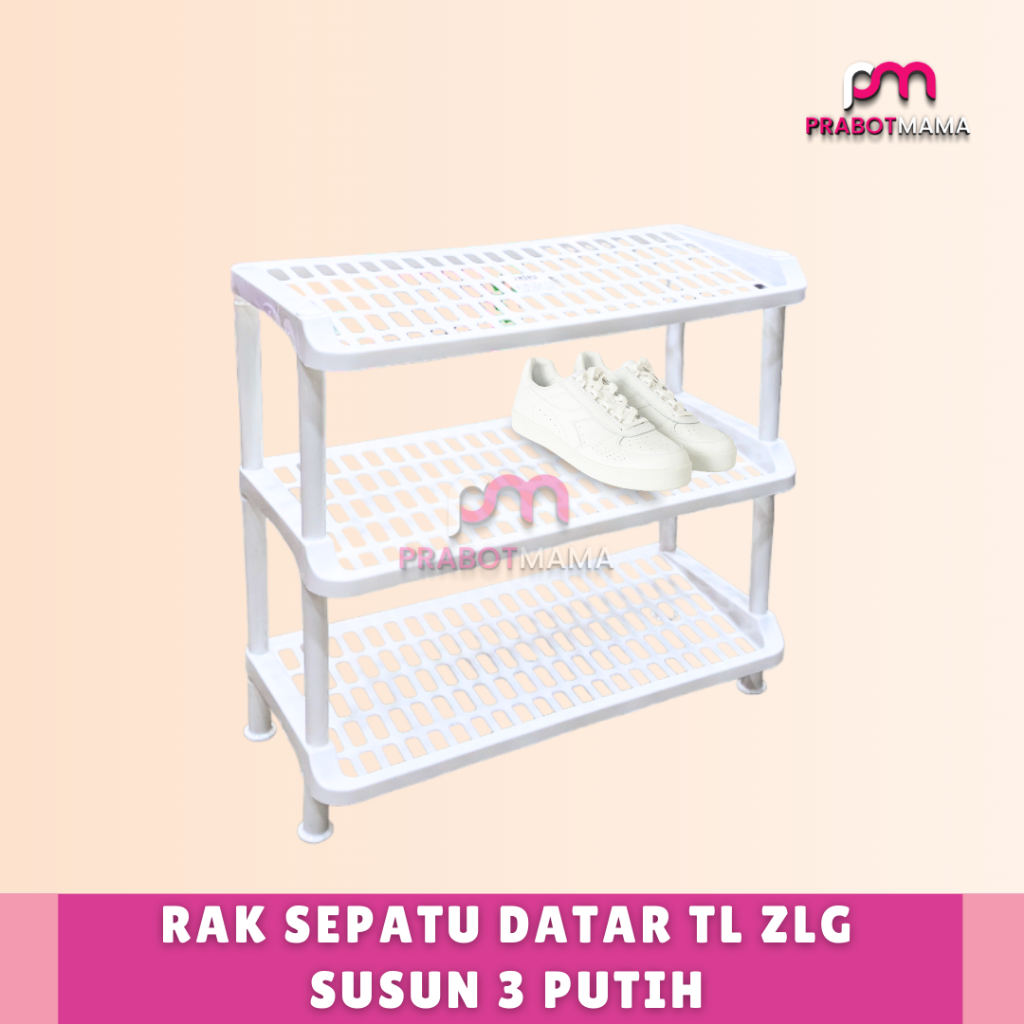 PUTIH 3 & 5 Stacked White Shoe Rack/Slanted Shoe Rack/Aesthetic Shoe ...