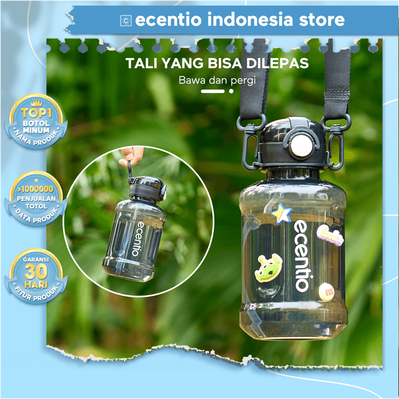 Ecentio 1 liter drinking water bottle BPA FREE Sport School Office ...