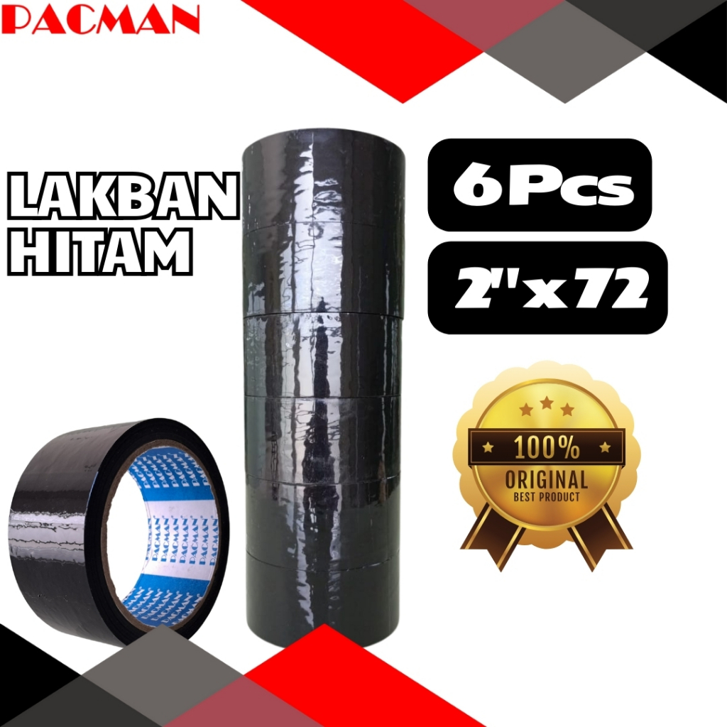 HITAM 100% original Pacman Brand Black Duct Tape 1 slop (6Pcs) | Shopee ...