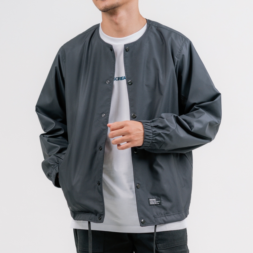 Screamous Jacket WindBreaker CollarLess MALT BLACK | Shopee Singapore