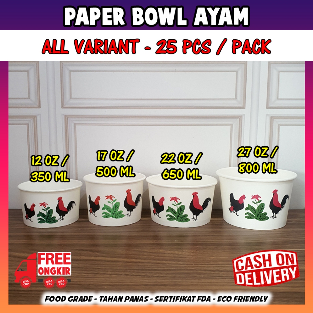 Bowl Chicken paper bowls 12, 17, 22, 27 oz Rooster paper bowls (25 pcs ...