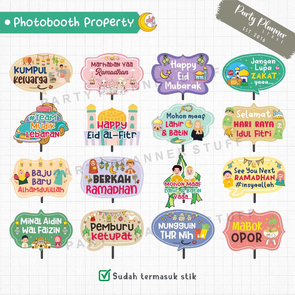 Fun props lebaran/photo props idul fitri/eid al fitr/photo booth ...