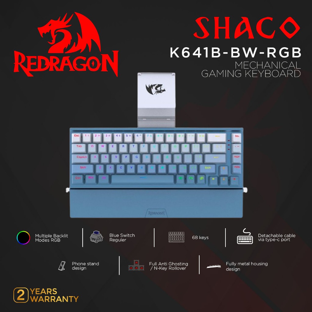 Redragon Aluminum Gaming Mechanical Keyboard SHACO - K641 RGB | Shopee Singapore