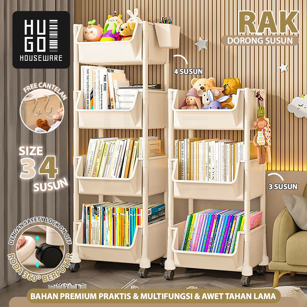 Hugo Push-on Kitchen Shelf Multi-Purpose Plastic Bookshelf Stacking ...