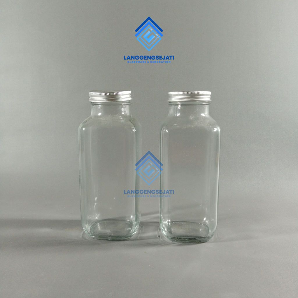 500-ml Square Glass Drinking Bottle STAINLES Lid Box/B0TOL Coffee Juice ...