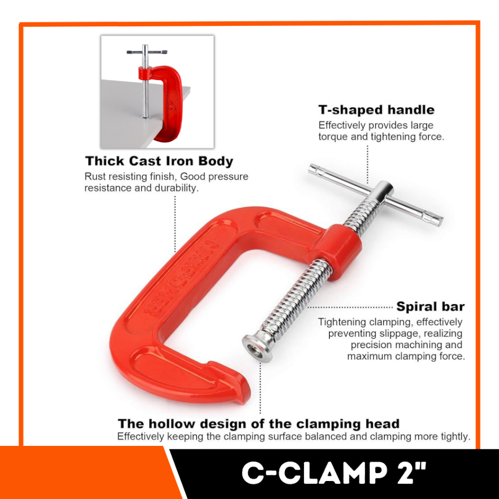 KAYU Press Tool Wood Board Clamp Wood Vise C Clamp 2 Inch Heavy Duty ...