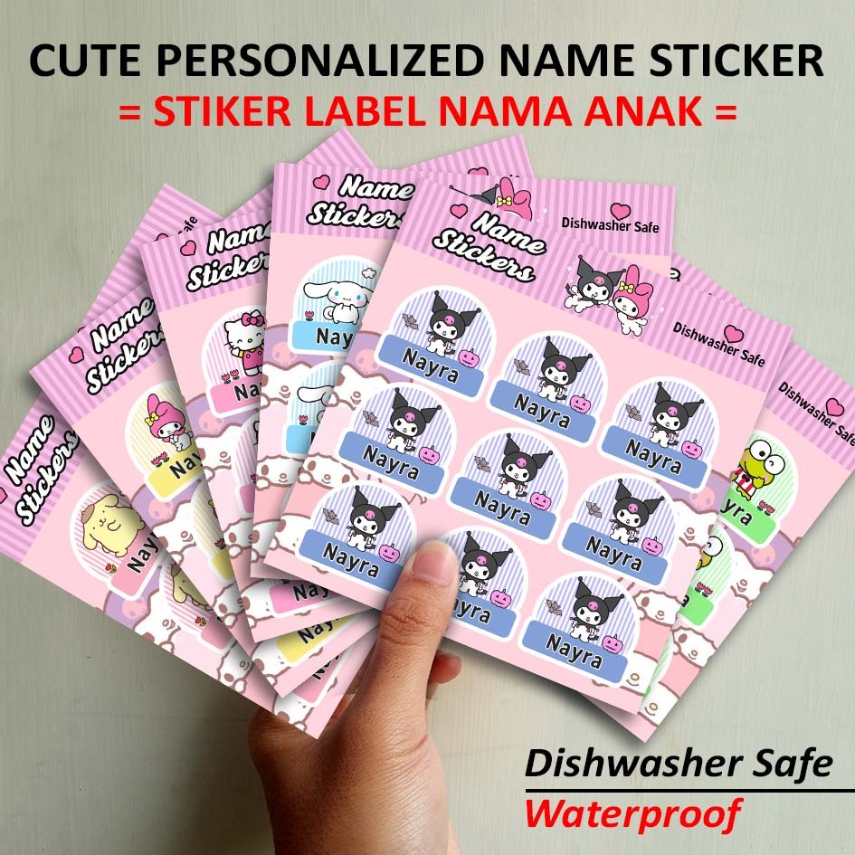 Kuromi CHILDREN'S NAME STICKERS | Hello KITTY NAME TAG STICKER| Melody ...