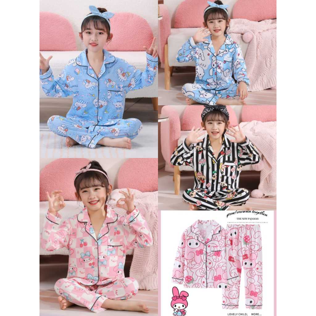 Pajamas Sanrio Cinnamon Roll Kuromi Cinnamon PARIS Sleepwear Long ...