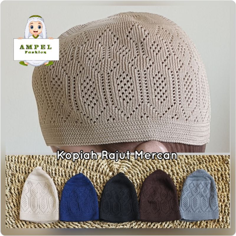 Peci Haji Kopiah Songkok Knitted Mercan Motif Color (20 pcs / 1 Kodi ...
