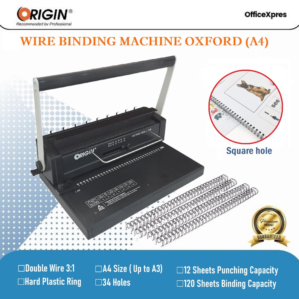 MESIN A4 3:1 Wire Spiral Binding Machine / ORIGIN OXFORD 2in1 Wire Binding Machine Design / Wire ...