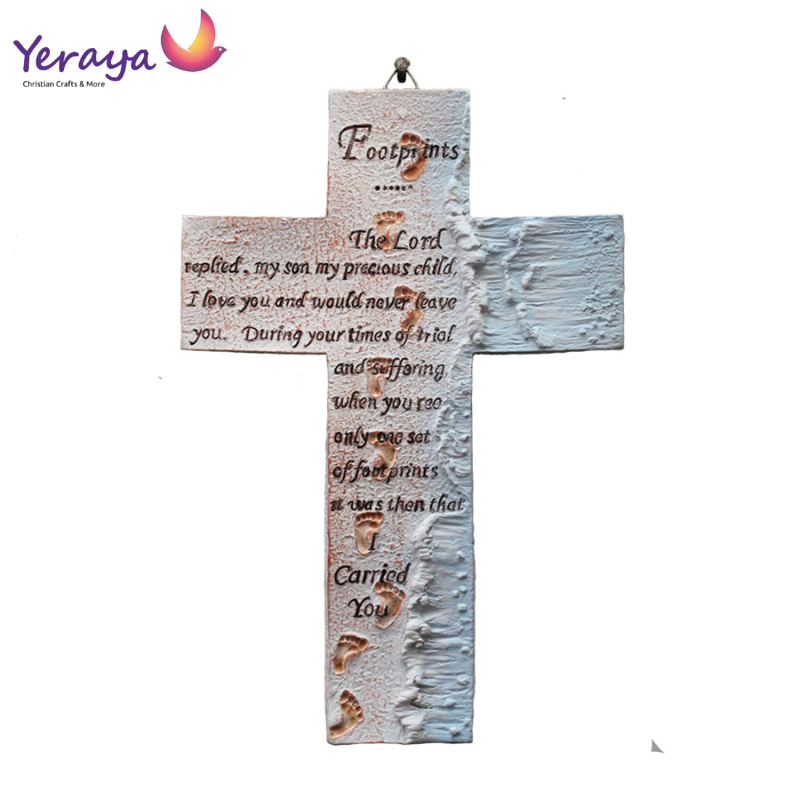 Footprint Wall Cross Display The Birth of a Baby Boy Christian Hanging ...