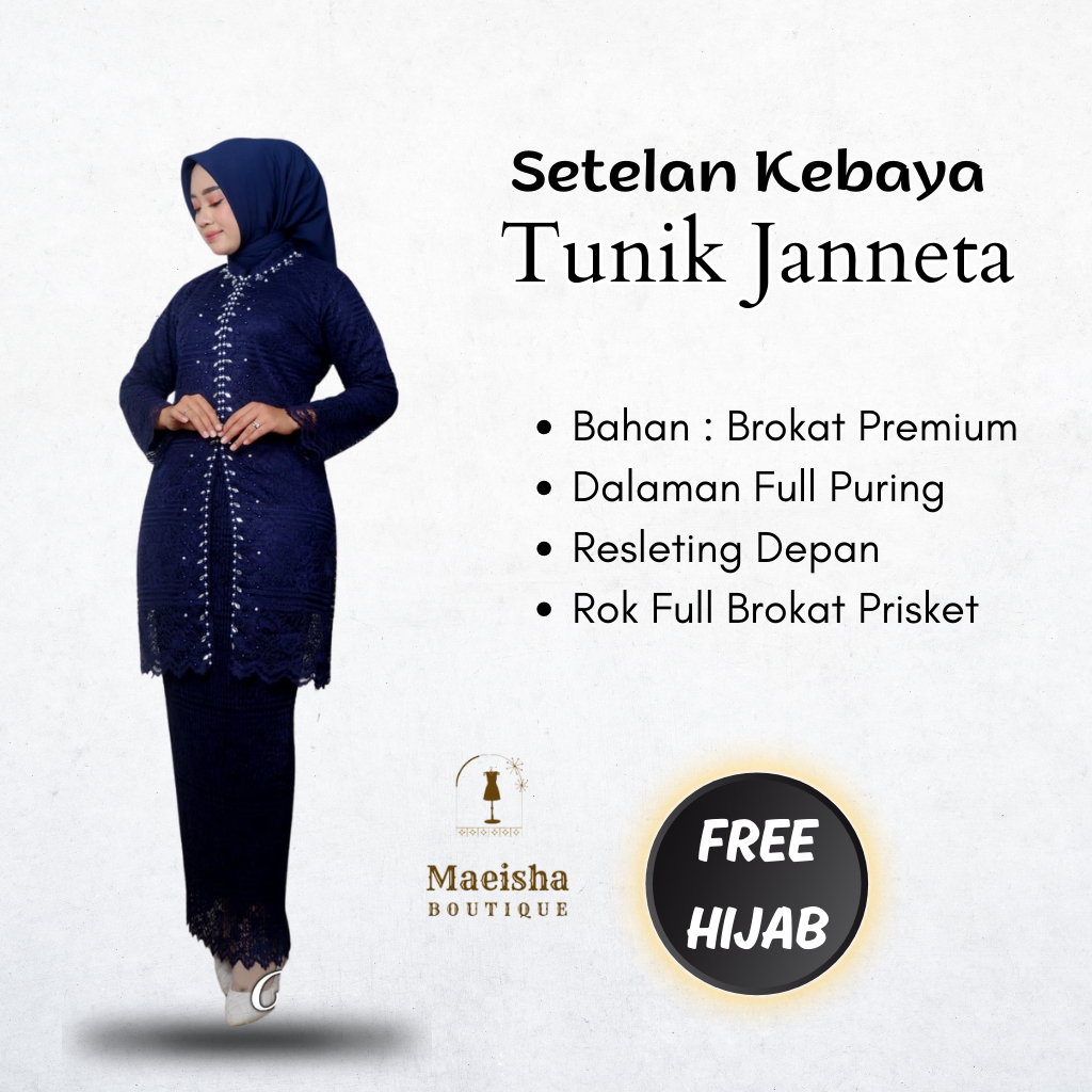 Janneta Jumbo Brocade Kebaya Set LD 130 Free Hijab / Brocade Kebaya ...