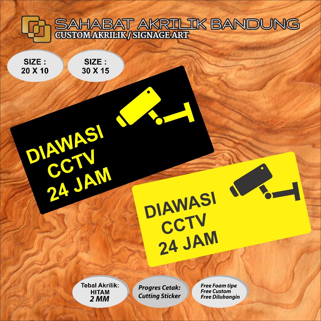 Acrylic Signage Supervised CCTV 24 Hours Type 2-3 Acrylic Sign Board ...