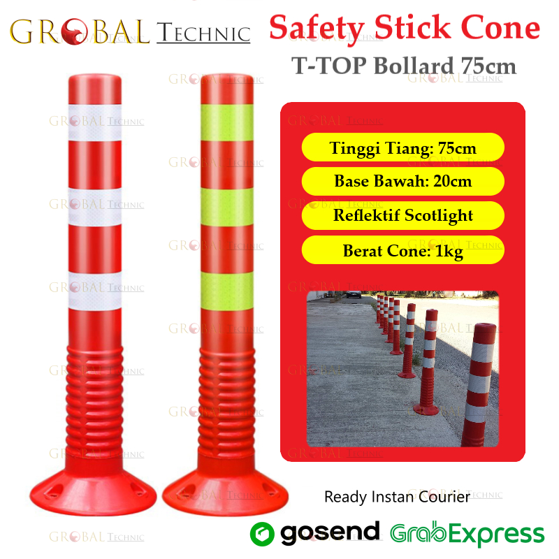 Safety Stick Cone T TOP Bollard Rubber / Flexible Rubber Road Barrier ...
