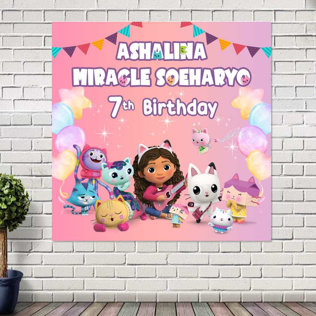 Gabby Dollhouse - Birthday Backdrop / Flexi Banner / Birthday Party ...