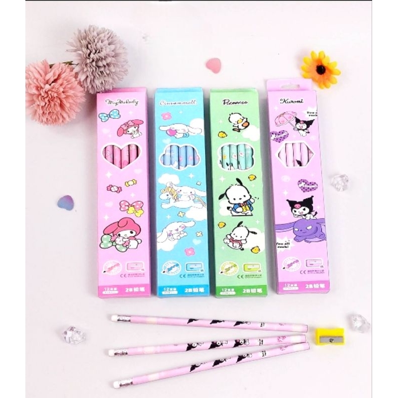 Kuromi Pencil 12pcs || Sanrio 2B Pencil | Shopee Singapore