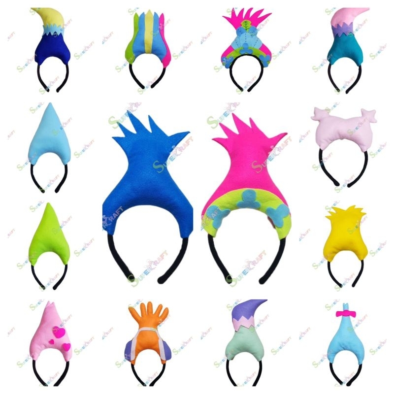 Trolls Headband Character Poppy Branch Bridget Harper DJ Suki Smidge ...