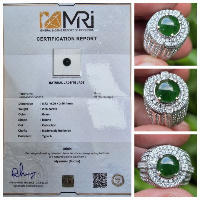Natural HQ Burmese Jade Myanmar Jadeite Jade Type A Certificate 2.25 ...