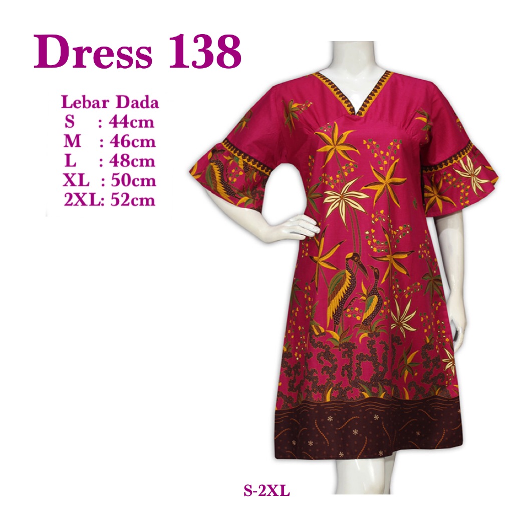 Batik Dress - Putri Jelita - Batik Dress With Long Sleeves 3/4 138 ...