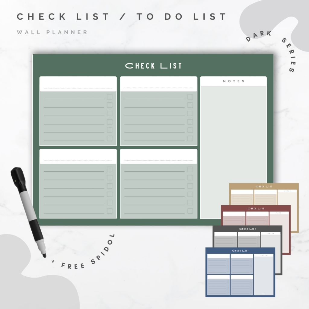 To do List/Check List/Wall Planner Reuseable - Dark Series (Free ...