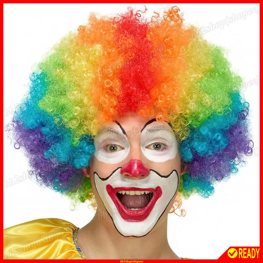 Clown Wig Clown Wig Rainbow Rainbow Colorful Circus Cosplay Kribo Frizz ...
