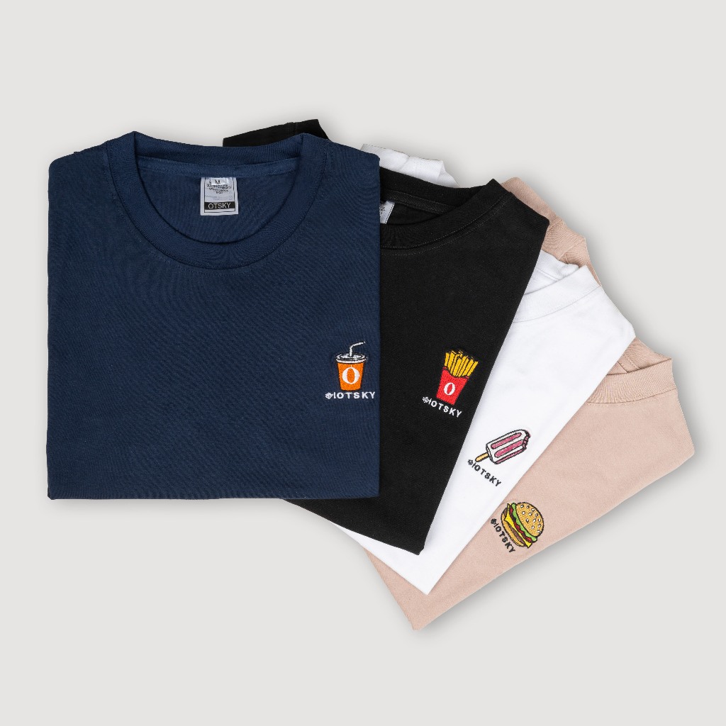 Otsky Men's T-shirt foodsky Series Logo Cotton 24s (2C) | Shopee Singapore
