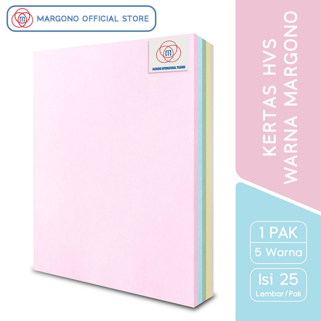 Margono Assorted Pastel Color HVS Paper (5 Colors) A4 80 gsm - 25 ...