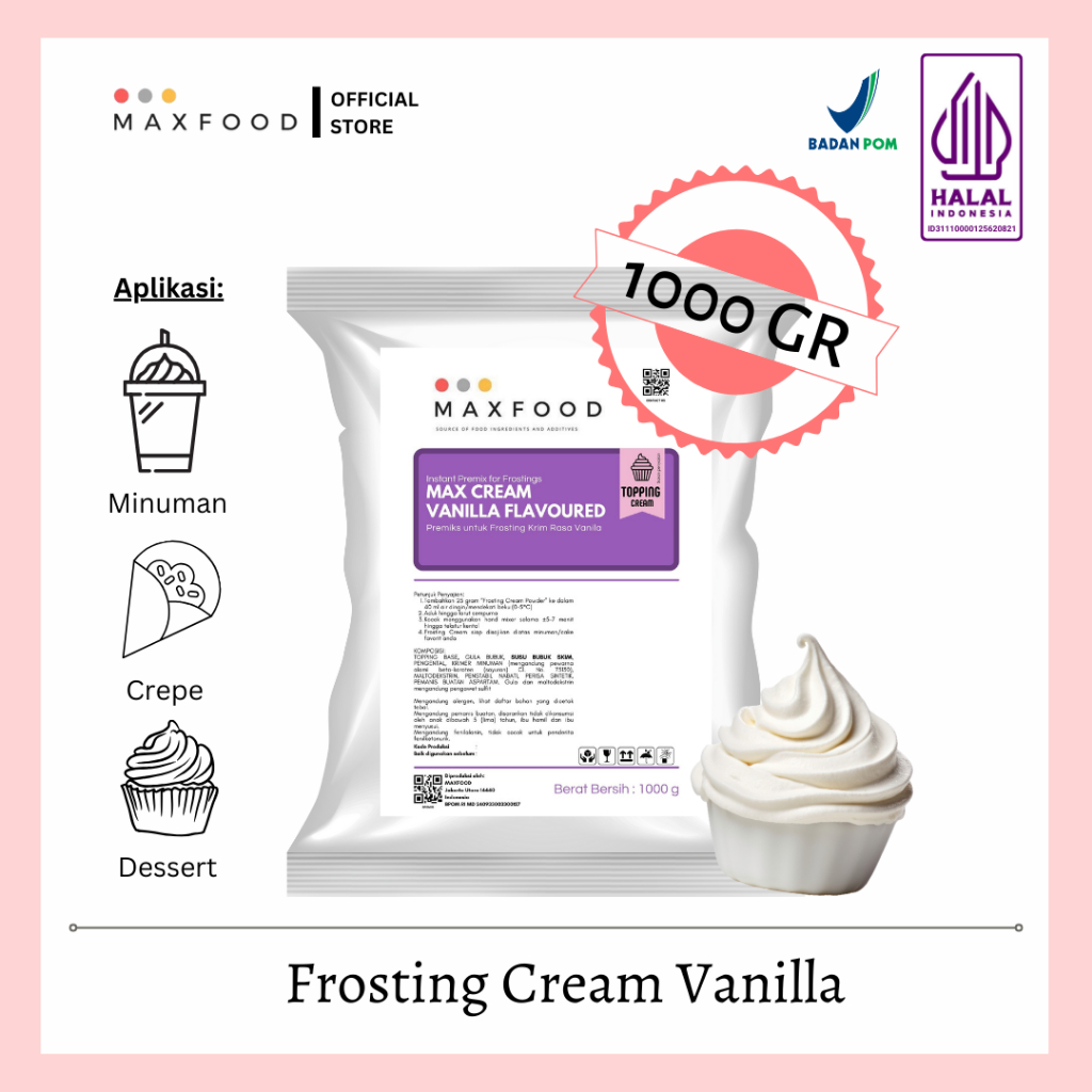 Maxfood - Whipping Cream Vanilla Powder / Whipping Cream Topping Powder ...