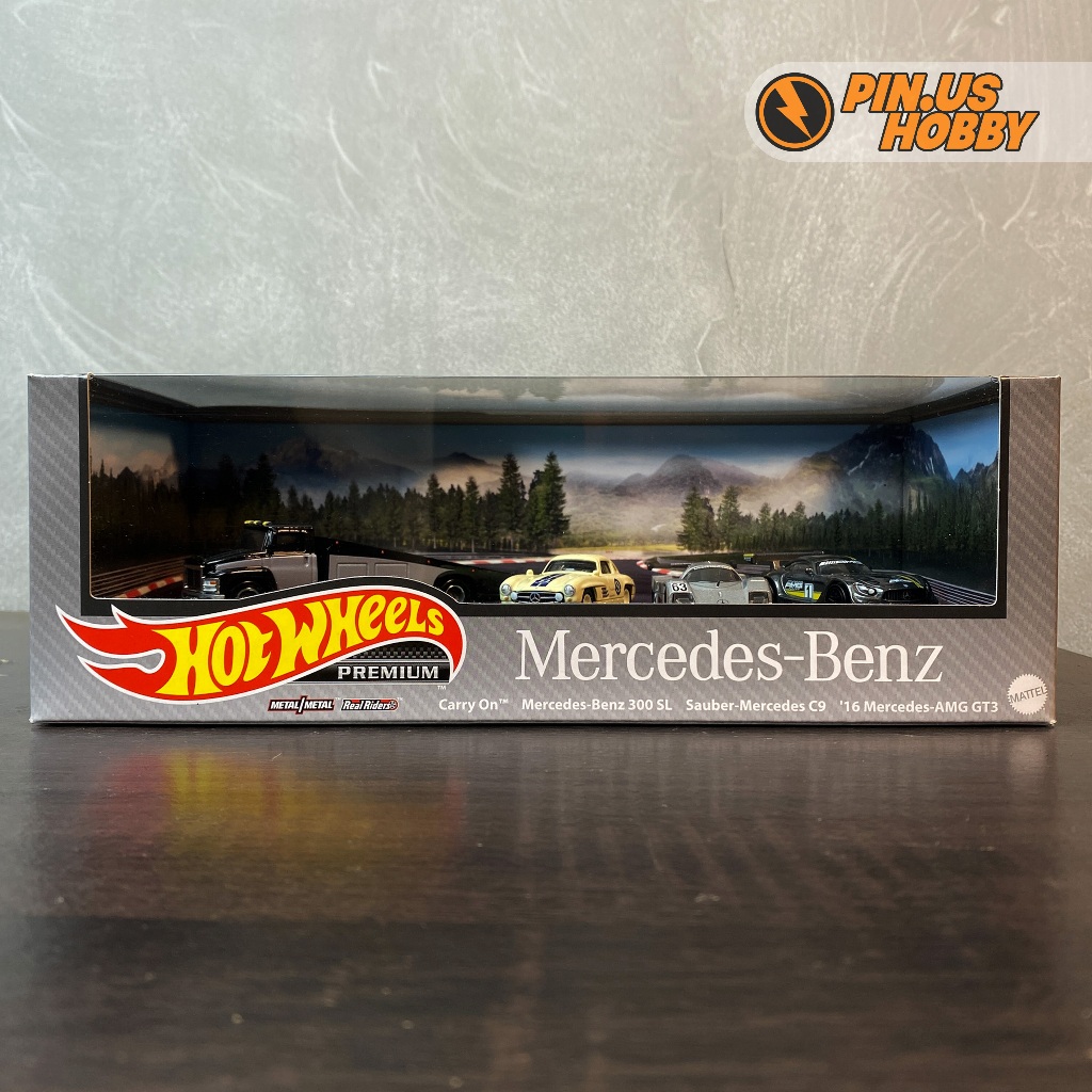 HOT WHEELS DIORAMA GARAGE SET MERCEDES BENZ 300 SL GULFING AMG GT3 ...