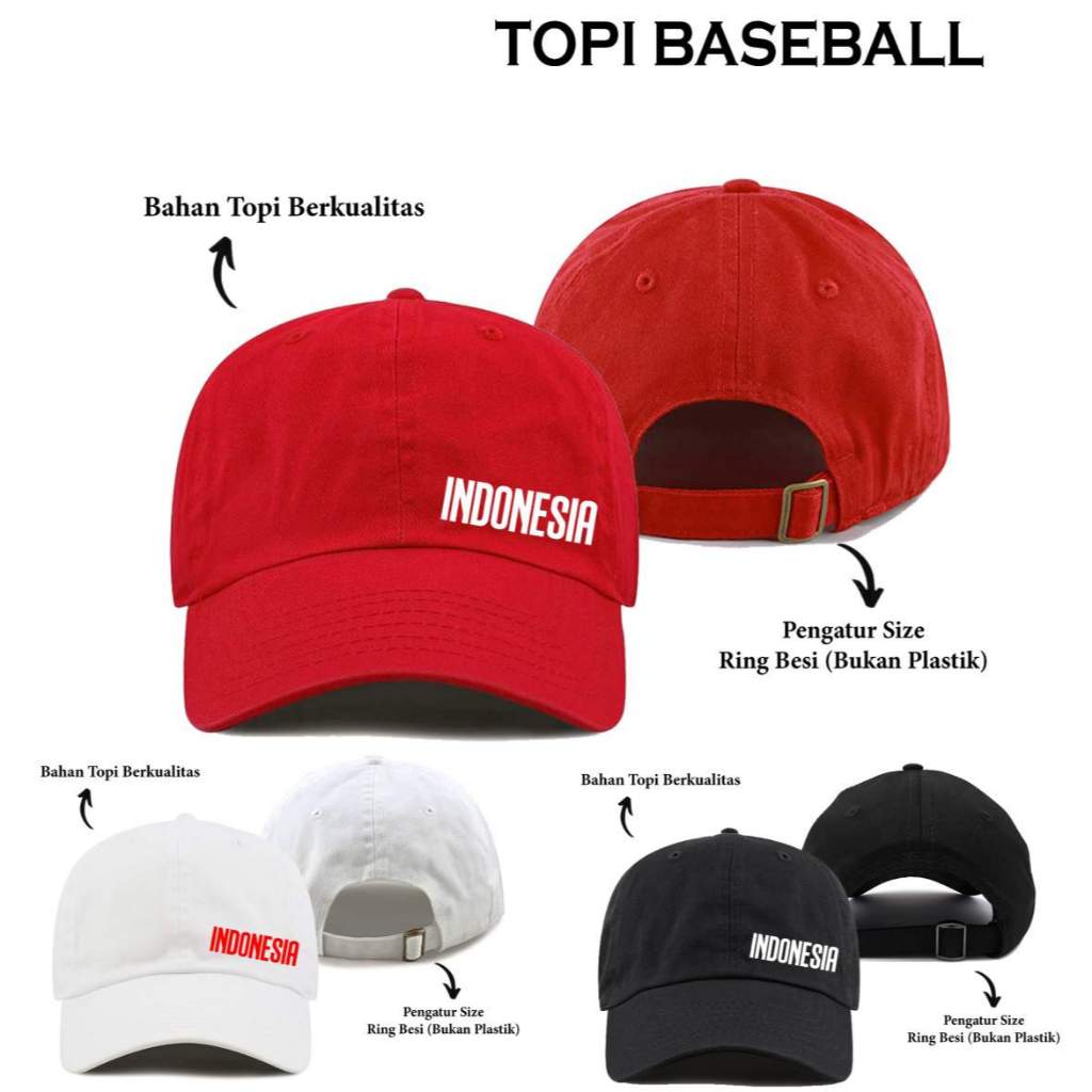 MERAH Baseball Hat Indonesian Hat Men's and Women's Distro Hat Red and ...