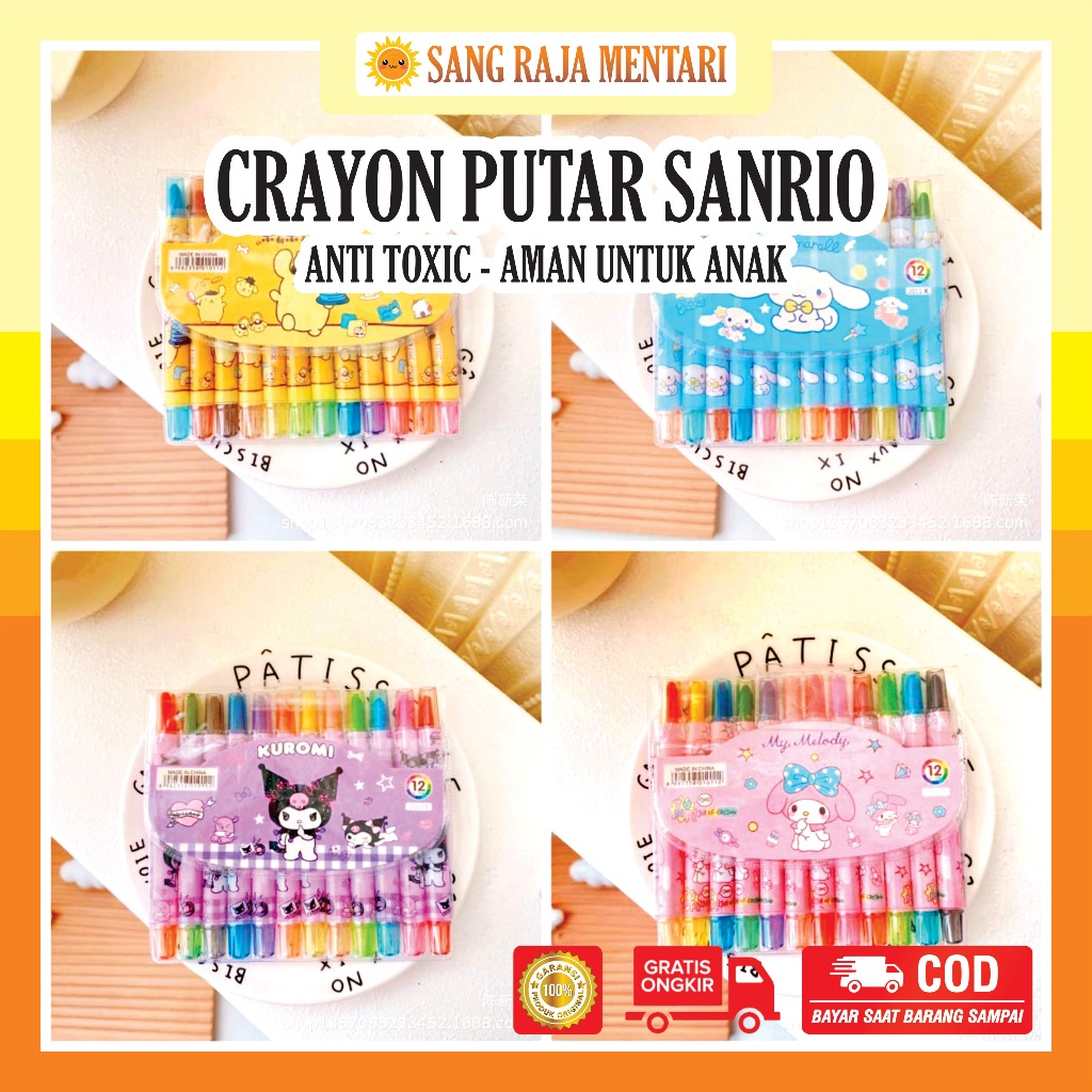 S4nrio Rotating Crayons 12 Colors Safe Anti Toxic Pastel Twist Crayons ...